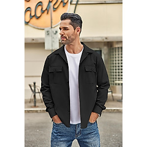 COOFANDY Long Sleeve Shirt Jackets for Men Cotton Linen Casual Shacket Work Button Down Overshirt