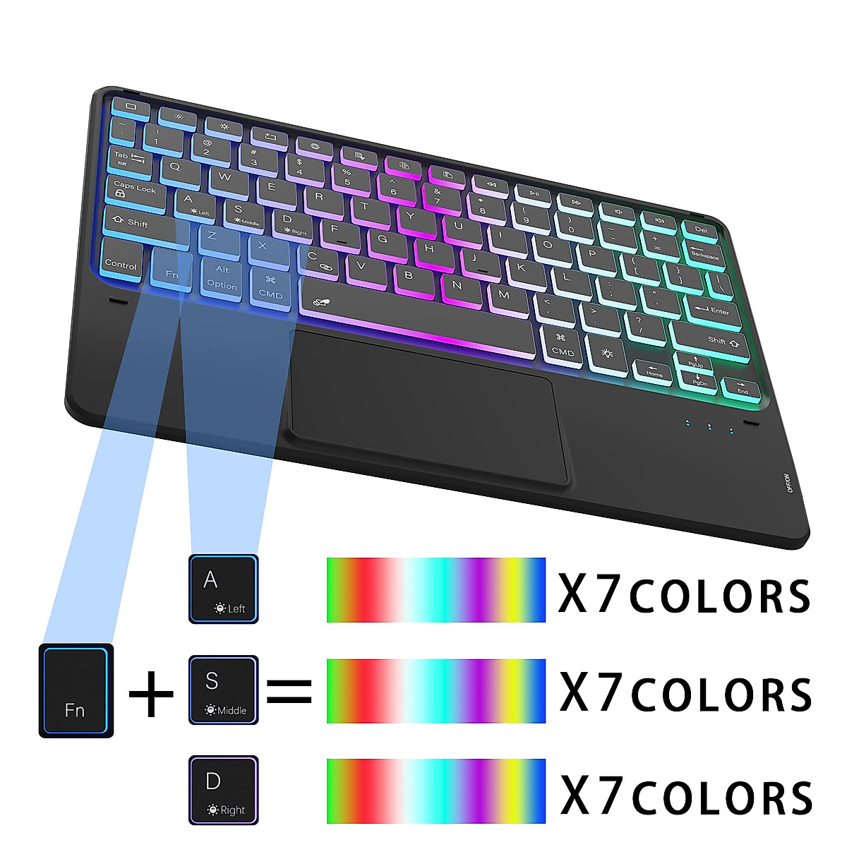 for iPad 10th Generation 2022 10.9 inch Case with Keyboard: 7-Color Backlit Trackpad Wireless Keyboard for 10.9" iPad 10th Gen 2022 - Detachable Folio Smart Touch Keyboard Cover with Pencil Holder