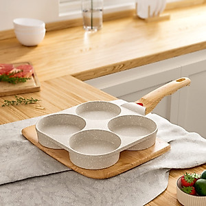 Innerwell Egg Frying Pan - 4 Cup Egg Pan Nonstick, Versatile Fried Egg Pan, Breakfast Skillet for Pancake, Hamburger, Sandwiches, Compatible with Gas Stove & Induction Cookware, Easy to Clean