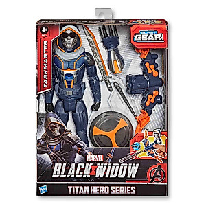 Marvel Black Widow Titan Hero Series Blast Gear Taskmaster Action Figure, 12-Inch Toy, with Launcher and Projectiles, Ages 4 and Up