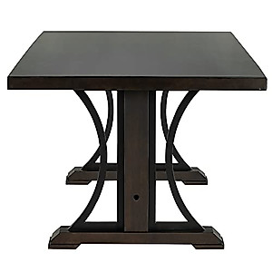 KoiHome 78" Retro Style, Wood Farmhouse Rectangular Family Dinner, Seats up to 8, Indoor/Outdoor Dining, Kitchen Table (Espresso)