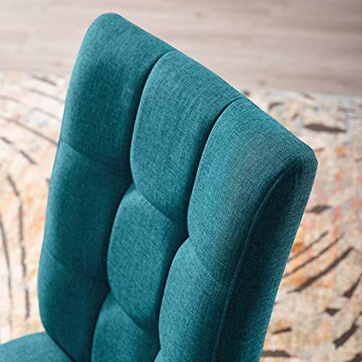 Modway Promulgate Biscuit Tufted Upholstered Fabric Dining Side Chair, Set of 2, Teal