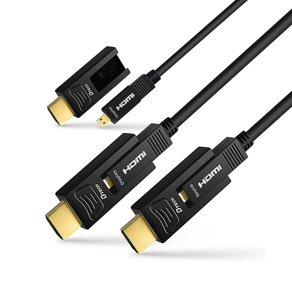 DTech Fiber Optic HDMI Cable 100 Feet 4K 60Hz 444 Chroma Subsampling 18Gbps High Speed Ultra HD 100ft Micro HDMI to Standard HDMI Cord Removable Ends Compatible with TV Projector Computer Monitor