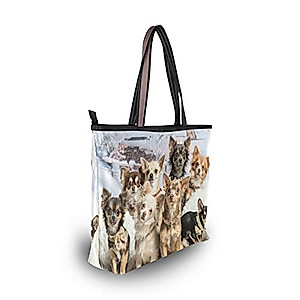 My Daily Women Tote Shoulder Bag Cute Chihuahuas Dog Handbag Large