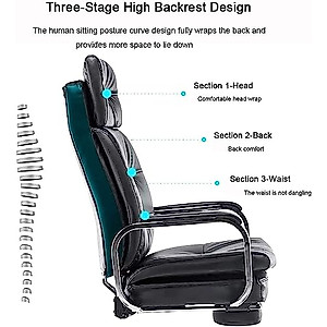 WHLONG Office Chair High Back Lounge Recliner with Retractable Footrest Ergonomic Computer Gaming Chairs, 360°Rotation Executive Chairs(Color:B)