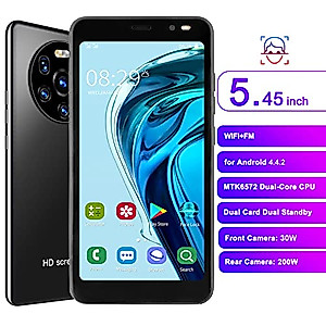 Dilwe LANDVO Mate40 pro 5.45in HD Smartphone Unlocked, Full Waterdrop Screen Phone, Unlocked Android Cell Phone, Dual Camera 2MP+5MP, 1GB+8GB, 2200mAh Battery(Black)