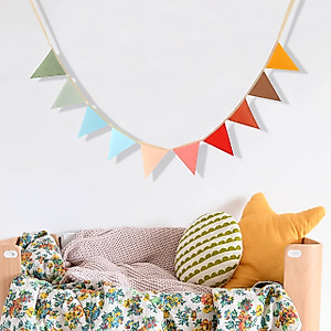 Felt Bunting Banner - Colorful Bunting Banner, Boho Nursery Wall Hanging, Wedding Birthday Flag Home Decor, Kids Playroom Wall Decor