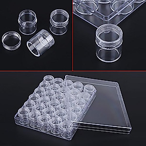 Walfront Plastic Jewelry Box Jewelry Beads Organizer Box Storage Container Case with 30 Storage Jars 6g Clear Bead Storage Container with Removable Dividers Plastic Organizer Box Craft Storage 30 Pcs