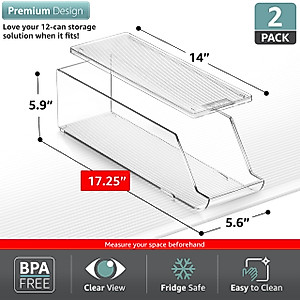Sorbus Soda Can Organizer for Refrigerator Stackable Can Holder Dispenser with Lid for Fridge, Pantry, Freezer – Holds 12 Cans Each, BPA-Free, Clear Design,[Patent Pending] (2-Pack)