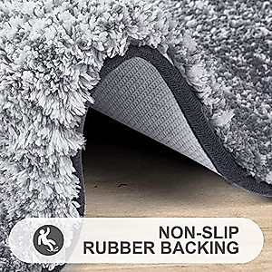 OLANLY Ombre Bath Rug and Toilet Rugs U-Shaped, Bath Rug Size 16x24 and Toilet Rugs Size 20x24 in Grey, 2 Item Bundle