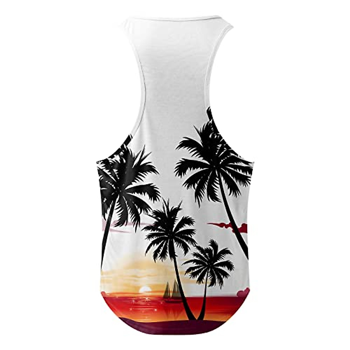 Kaniem Mens Tank Top Summer Coconut Tree Print Sleeveless T-Shirt Hawaii Tropical Beach Sleeveless Tees (Z012 White, XL)