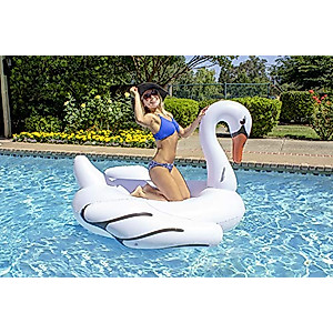 Poolmaster Jumbo Swimming Pool Float Rider, Swan, White Extra Large
