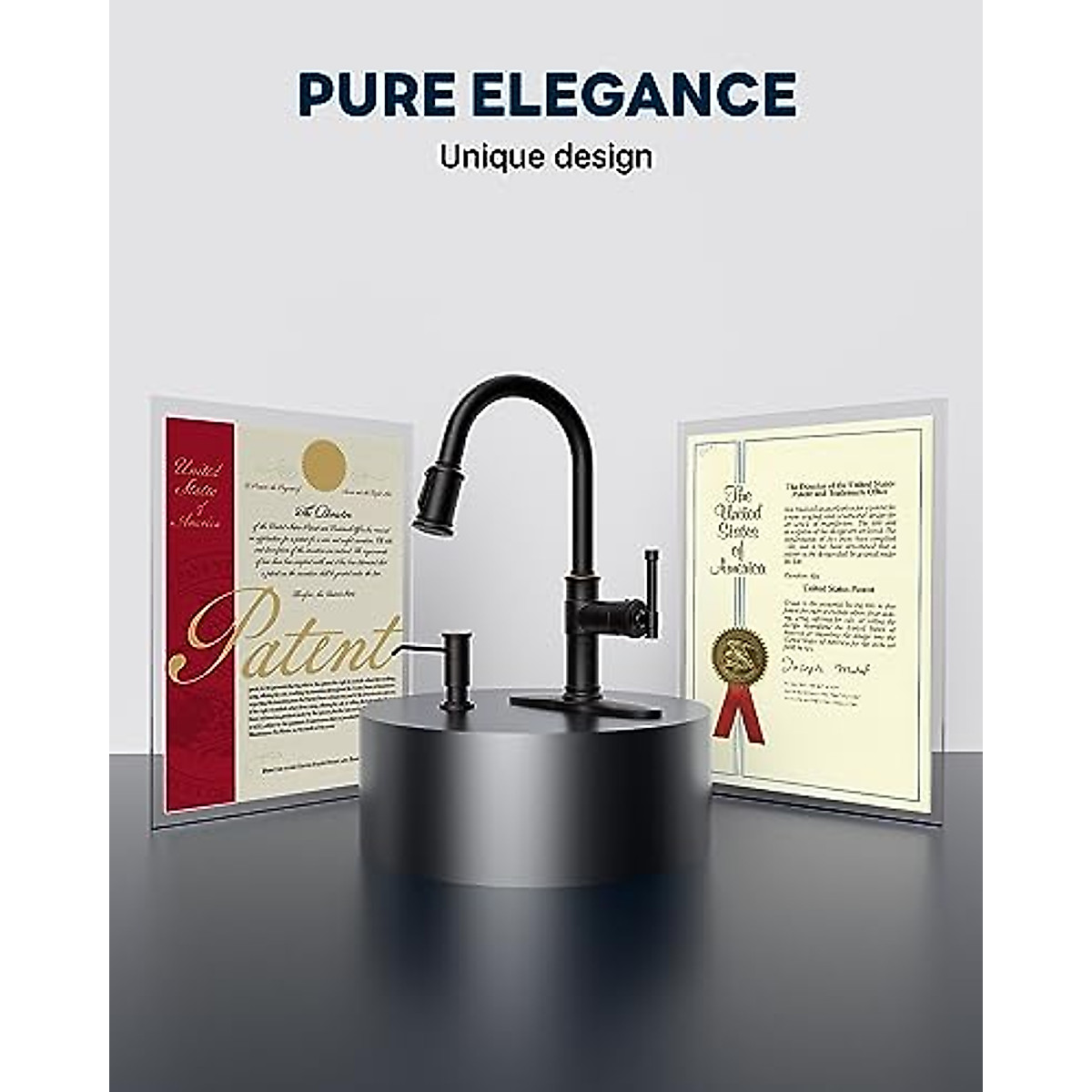 Antique Oil Rubbed Bronze Kitchen Sink Faucet with Soap Dispenser, DAYONE Pull Down Farmhouse Faucet for Sink with 3 Mode Sprayer, Single Handle High Arc, DAY-APS136-ORB