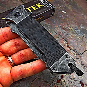 VORTEK Ball Bearing Pivot System Heavy Duty EDC Folding Pocket Knife: 8Cr13MoV Razor Sharp Blade - LMF Style Pommel with Lanyard - Smooth Fast One Hand Opening