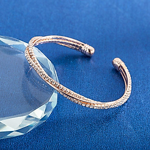 Rose Gold Bridesmaid Bracelets for Women Rhinestone Clear Crystal Dainty Bracelet Bangle Rose Gold Plated Sparkly Cute Bridesmaid Wedding Gifts Jewelry Birthday Party (rose gold)