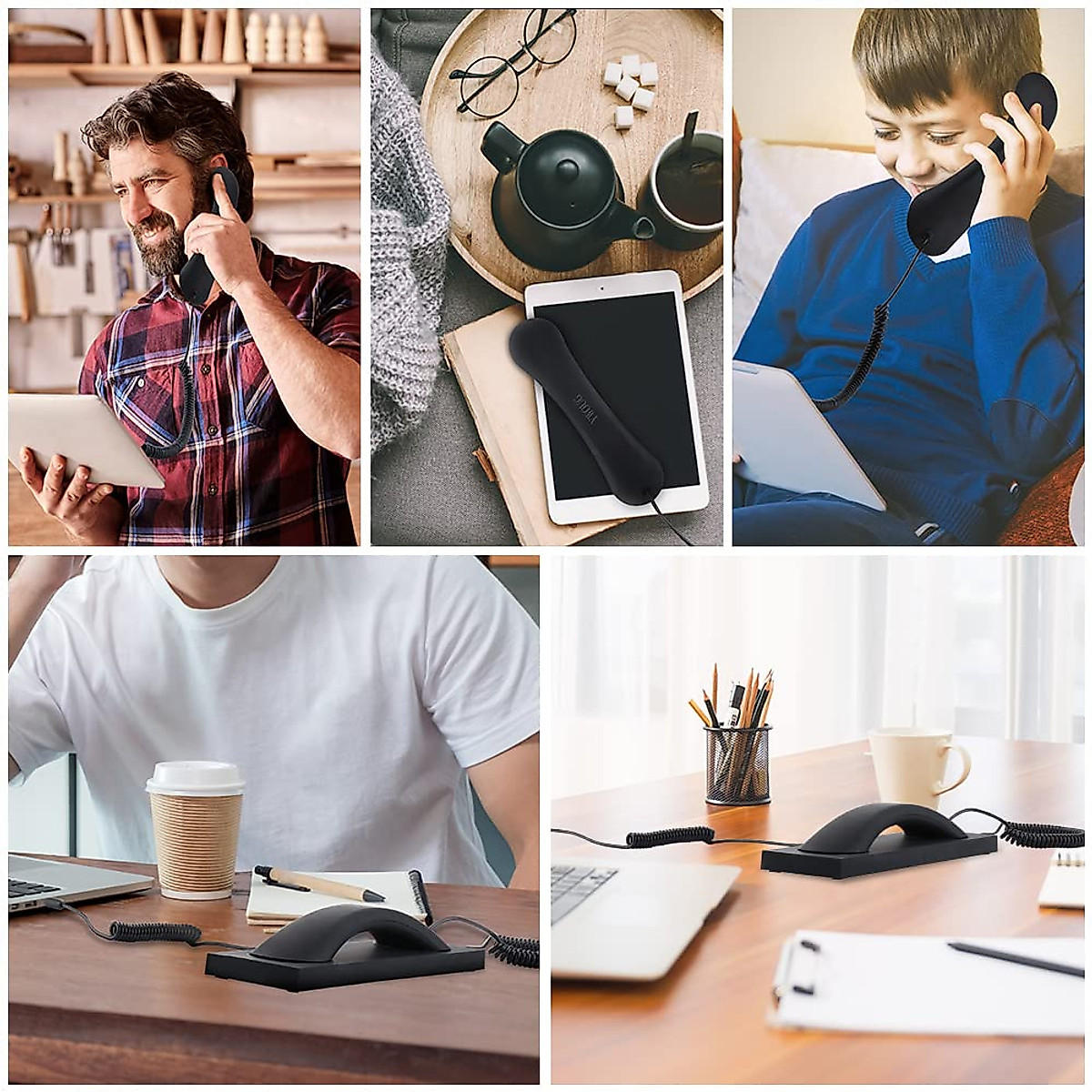 Retro Handset,Cell Phone Handset,Retro Telephone Handset Anti Radiation Receivers 3.5MM for iPhone iPad,Mobile Phones,Computer …