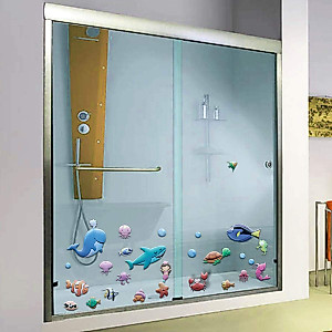 Under The Sea Ocean Window Clings for Kids & Toddlers (by Jesplay USA - Reusable Window Stickers Gels & Decals) Puffy Sticker Activites for Car Plane Home - Underwater Animals Fish Mermaid Shark