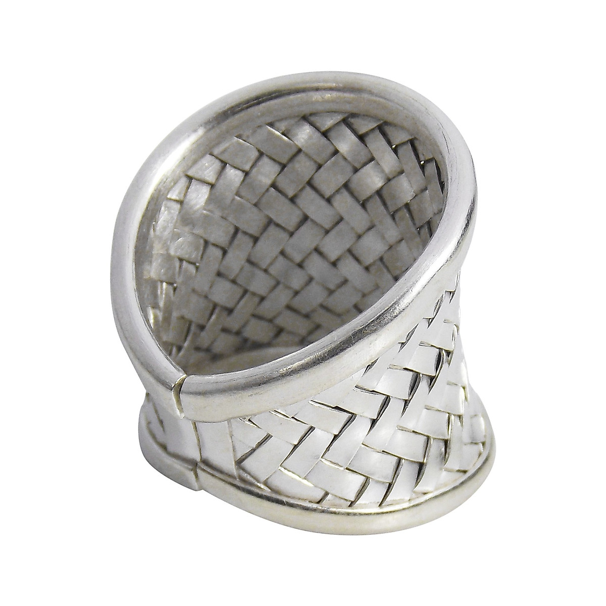 AeraVida Exotic Weave Wide Front Thai Hill Tribe Karen Silver Ring | Elegant Wedding Rings For Women | Balinese Comfort Fit Silver Rings for Women | Sterling Silver Rings Sizes (9)