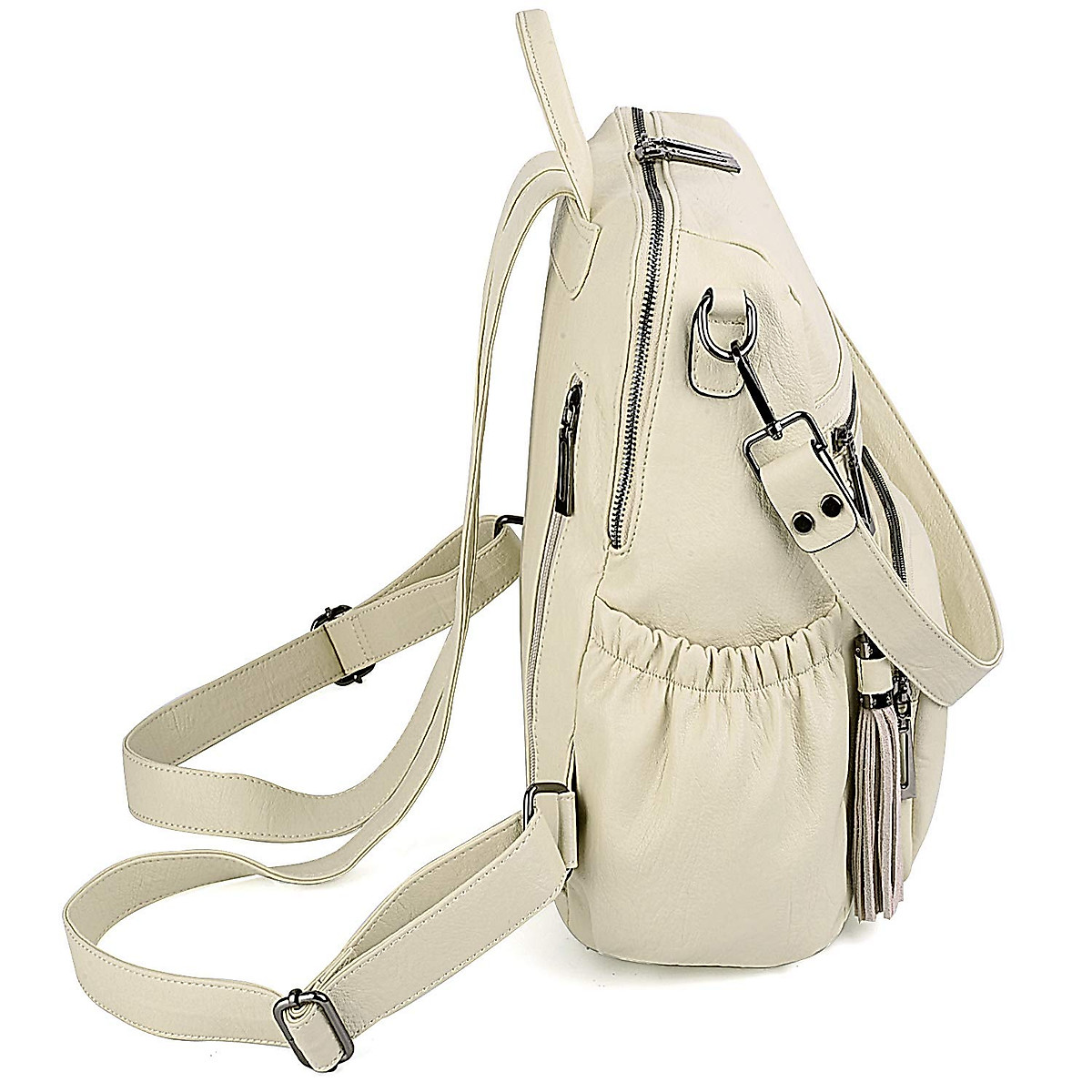 UTO Women Backpack Purse Leather Vegan Ladies Fashion Designer Rucksack Convertible Travel Shoulder Bag with Tassel