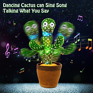 Shayson Dancing Cactus Toy for Kids, Repeating Words, Electric Plush, Early Education & Home Decoration