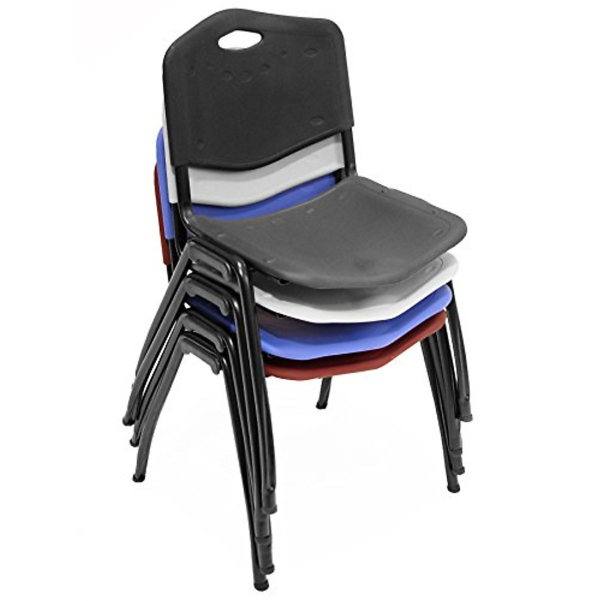 Cain 36" Square Breakroom Table- Maple & 4 'M' Stack Chairs- Burgundy