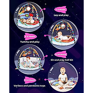 Siairo Jumbo Baby Activity Gym Folding Baby Play Gym Play Mat with Ball Pit & Hanging Mobiles, Surrounding Mesh for Newborn, Infant, Babies, Toddlers