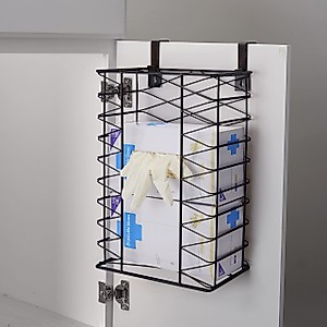 Gourmet Basics by Mikasa Garbage Bag Holder Garbage Bag Holder Basket with Removable Hooks, One size, Antique Black,5255362