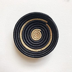 Mini African Basket- Nyarutovu/Rwanda Basket/Sisal & Sweetgrass Woven Basket/Black, Sweetgrass