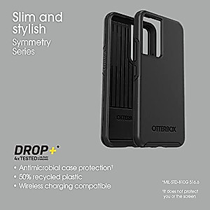 OtterBox Galaxy S22 Symmetry Series Case - BLACK, ultra-sleek, wireless charging compatible, raised edges protect camera & screen
