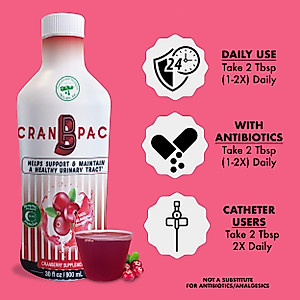 Nutritional Designs Cran-B-PAC Cranberry Supplement, Urinary Tract Health for Women Cranberry Concentrate Liquid with Vitamins, UTI Prevention for Women, Natural & Non GMO, 36mg PAC, 30 Oz Bottle