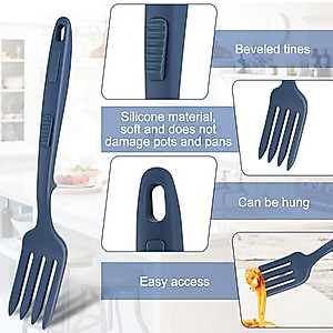 GEEHUA 11 Inch Silicone Flexible Fork, Heat Resistant Cooking Fork Nonstick Blending Fork Dishwasher Safe Kitchen Fork for Cooking Utensil for Kitchen Stir Mix Mash(Blue)