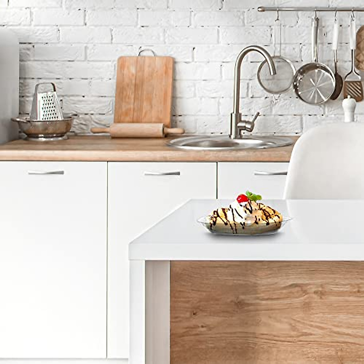 MT Products 8 oz. Clear Plastic Disposable Banana Split Boats/Perfect Size/Great Party Dish (30 Pieces) - Made in The USA