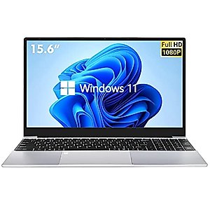 VGKE C15 Windows 11 Laptop 15.6" FHD, Full Size Backlit Keyboard with Fingerprint Reader, Intel Celeron N5095 Processor Quad-Core, 12GB RAM DDR4, 256GB SSD(Silver)