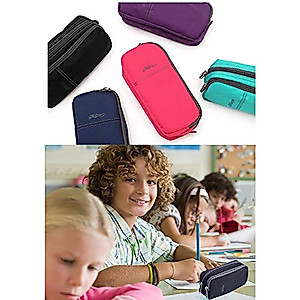 Pencil Case, Large Capacity Pencil Cases Pencil Bag with Two Compartments (Black)
