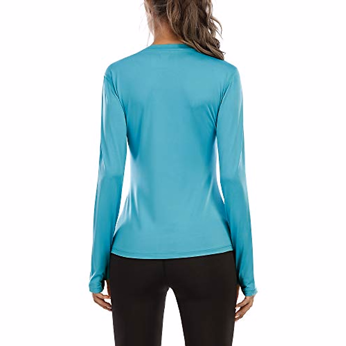 Womens Long Sleeve UV Sun Protection Shirts Thumbhole Athletic Running Workout Tee Tops UPF 50+