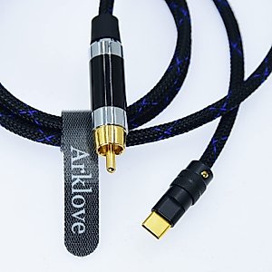 7ft USB c to coaxial Cable Male Type-c to Digital coaxial Audio Interface RCA Female Adapter Wire spdif for dac amp Sound Preamp Amplifier DSD64 dsd128 192K