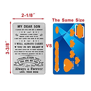 LGQDYMZ Son Birthday Card Gifts from Mom - Son Birthday Card Gifts - Son Fathers Day Engraved Wallet Card Gifts for Birthday Wedding Anniversary