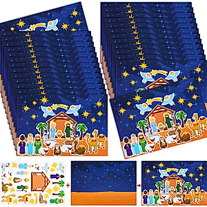 Yexiya 60 Sheets Christmas Nativity Stickers Make a Nativity Scene Sticker Kit Christmas Crafts for Religious Party DIY Nativity Stickers Nativity Scene Party Game for Xmas Supplies(Cute)