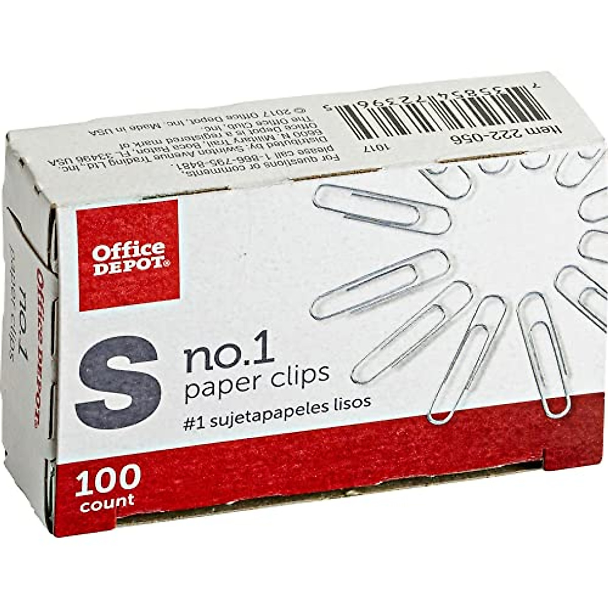 Office Depot® Brand Paper Clips, No. 1 Regular, Silver, 100 Clips Per Box, Pack Of 10 Boxes