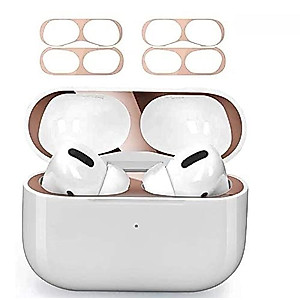 BLLQ Dust Guard Dust Proof Film Compatible with AirPods Pro, [ Pink Gold ] [ 2 Sets ] [AirPod Pro Metal Anti Dust Sticker],Shine Shield Dust Guard for AirPod Pro, Pink Gold