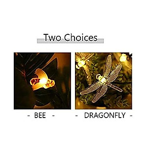 XLXX Battery Operated，6.5FEET 10 Lights,LED Bee Solar/Dragonfly Lights for Christmas Trees, Outdoor Garden, Patio, Fence, Wedding, Party (BEE, Warm White)