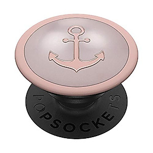Grip Anchor Golden Rose On Pink Nautical Design PopSockets PopGrip: Swappable Grip for Phones & Tablets