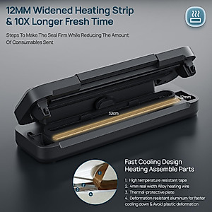 Vacuum Sealer Machine, 80Kpa Food Vacuum Sealer Machine with Double Pump, Dry,/Moist, Pulse Mode, Handle Locked Design, LED Indicator Light & Cutter,12MM Widened Heating Strip