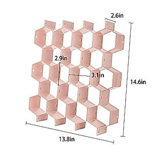 Brave Tour Honeycomb Drawer Organizer Separator Adjustable Hexagon Drawer Organizer-Divider for Underwear Belt-Scarf Socks Organize（pink）