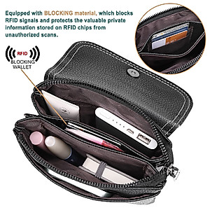 KINOUCHI Small Crossbody Cell Phone Purse for Women - PU Leather Shoulder Handbag Wallet Mini Messenger Bag for Teen Girls Gift