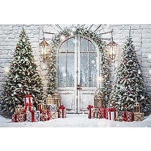 Kate 7×5ft Christmas Backdrop Photography Christmas Tree Door Winter Snow Scenery Gift Decoration New Year Party Decoration Photography Studio Props for Photo Videos