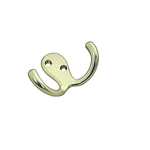 QCAA Double Robe Hook, 2-3/4", Zinc Die Cast, Matte Nickel, 6 Pack