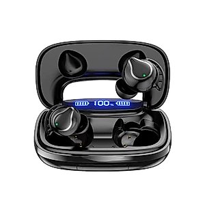 Lankey Pro Ear Buds Wireless,Bluetooth Headphones,180H Playtime Ear Buds with Microphone, IPX8 Waterproof in Ear Headphones with Digital Display,Touch Control for Sports,Work,Gym(Black)