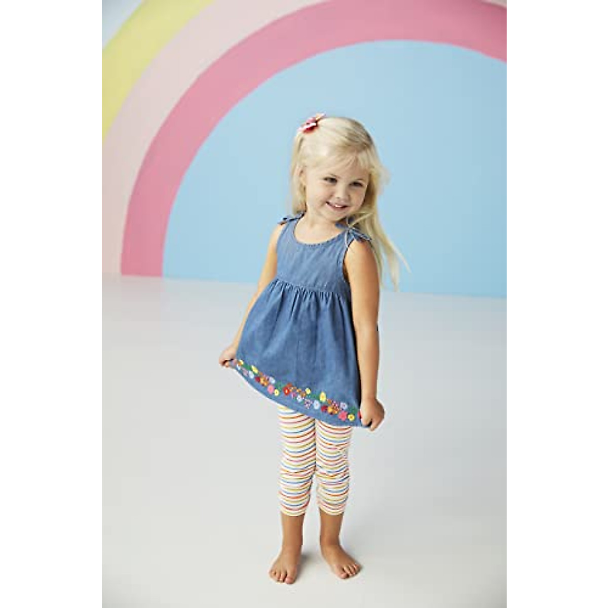 Mud Pie baby girls Floral Tunic Capri Set, Blue, 12-18 Months US