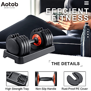 AOTOB 55 lbs (Pair) Adjustable Dumbbell Set, Dumbbells Adjustable Weights with Anti-Slip Fast Adjust Turning Handle, Dumbbell Sets Adjustable for Men and Women, Dumbbells Pair for Home Gym Exercise